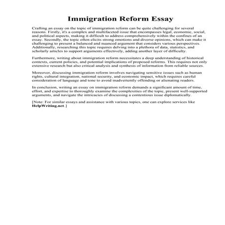 Immigration Reform Essay | PDF
