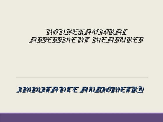 Speech audiometry & masking | PPT