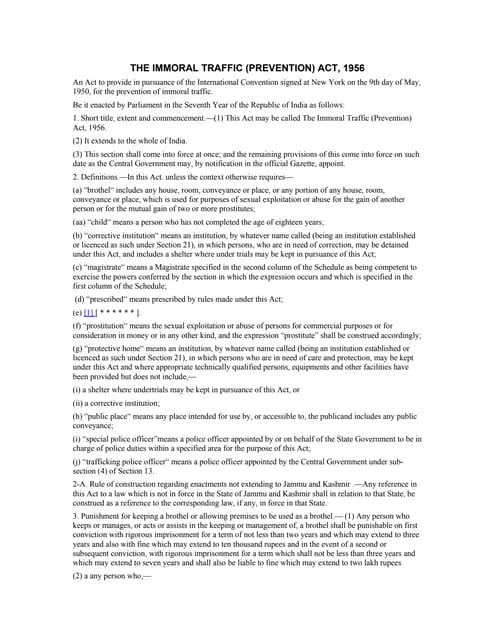 The Immoral Traffic (prevention) Act, 1956 | PPTX