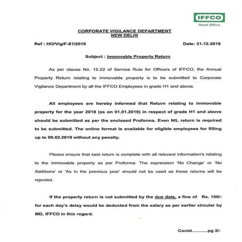 Immovable property return | PDF