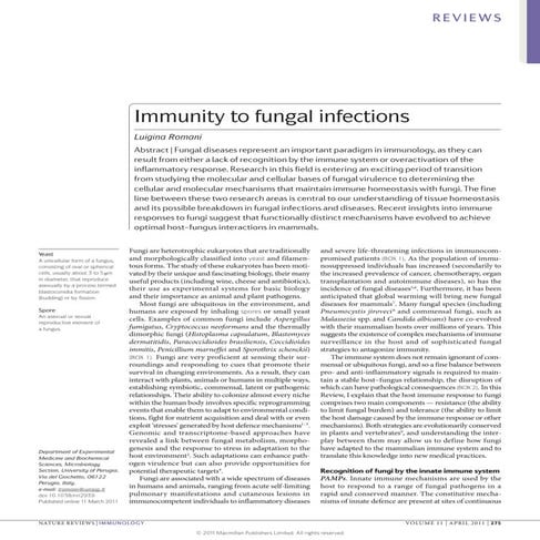 Immunity to fungal infections | PDF