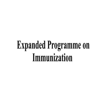 Comprehensive Overview of the Expanded Programme on Immunization (EPI ...