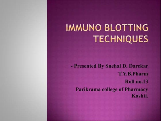 Western Blotting Technique | PPTX | Chemistry | Science