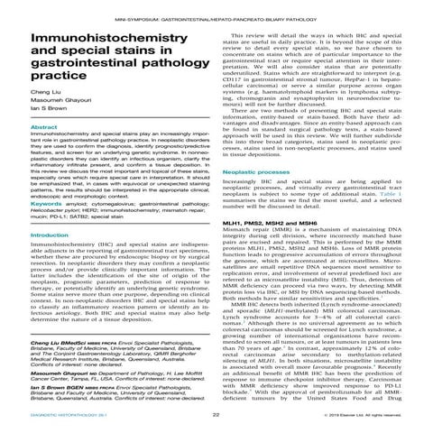 Immunohistochemistry and special stains in gastrointestinal pathology ...