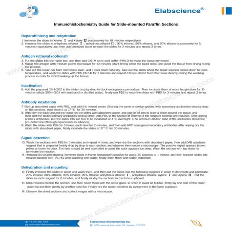 Immunohistochemistry Guide for Slide Mounted Paraffin Sections | PDF