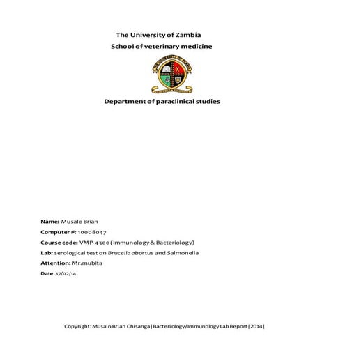 Immunology lab report | DOCX