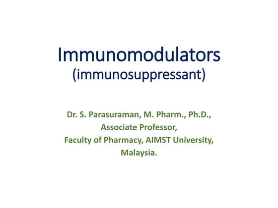 Immunostimulants & immunosuppressants | PPTX