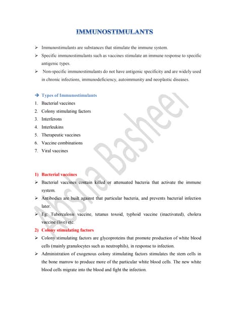 Immunostimulants | PPTX