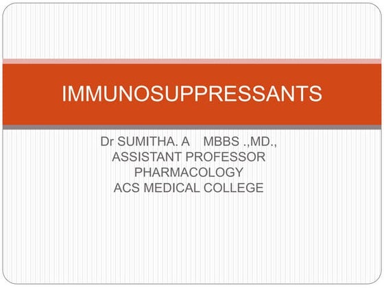 Immunostimulants & immunosuppressants | PPTX