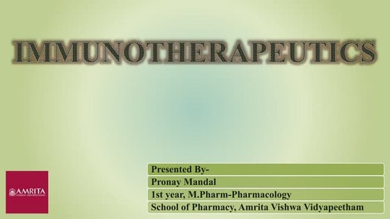 Immunotherapy | PPT | Cancer | Diseases and Conditions