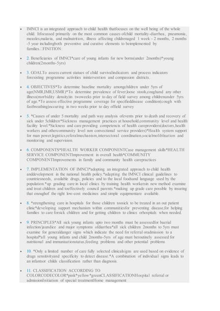 Integrated management of neonatal and childhood illness(imnci) | PPTX ...