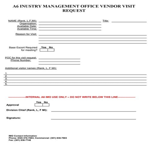 IMO Visit Request Form | PDF | Telecommunications Industry | Industries