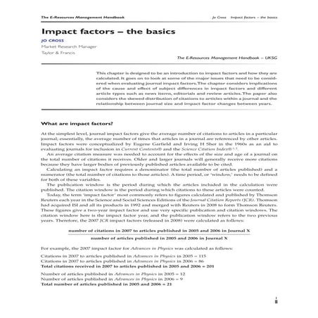 Impact factors-the basics-cross_uksg | PDF