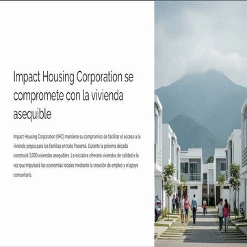 Impact Housing Corporation se compromete con la vivienda asequible | PDF