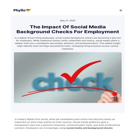 The Impact Of Social Media Background Checks For Employment | PDF