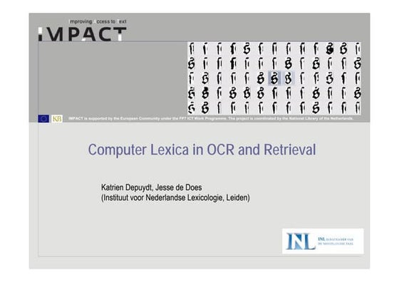 IMPACT OCR in a nutshell. Clemens Neudecker | PDF | Desktop Publishing | Computer Software and ...