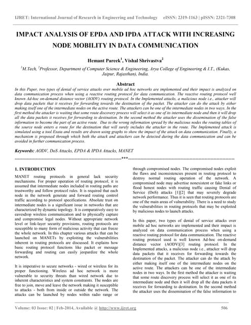VARIOUS TYPES OF ATTACKS ON WIRELESS NETWORKS | PDF