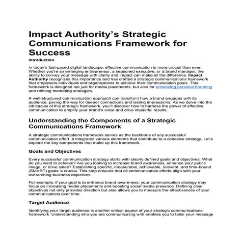 Impact Authority’s Strategic Communications Framework for Success.docx ...