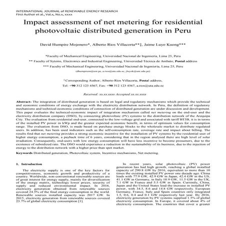 Impact net metering peru version ijrer | PDF