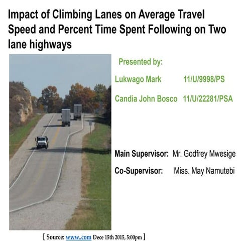 Impact of climbing lanes on average travel speed | PPT