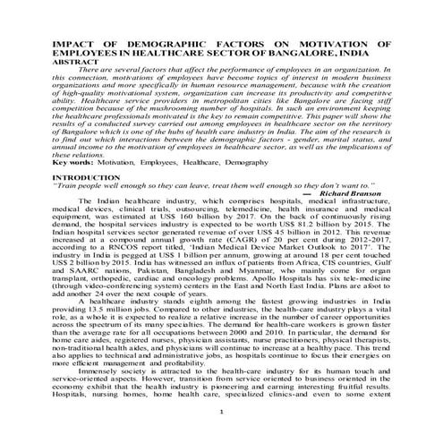 Impact of demographic factors on motivation article OF EMPLOYEES IN ...