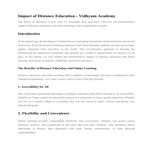 Impact of Distance Education - Vidhyam Academy.pdf