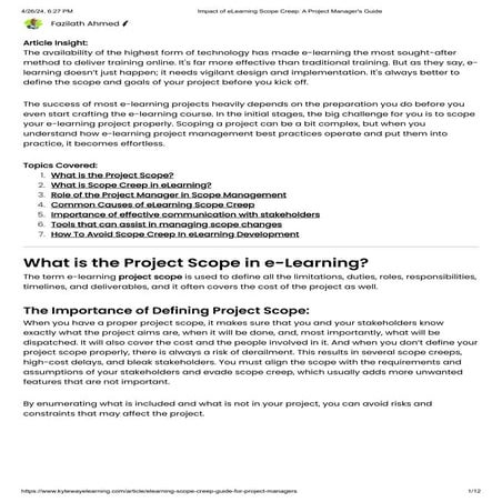 Impact of eLearning Scope Creep_ A Project Manager's Guide | PDF
