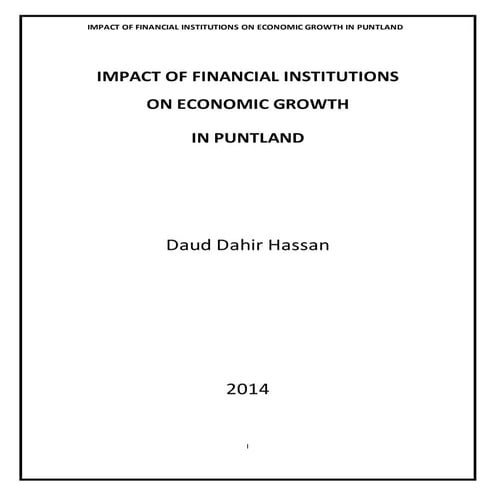 Financial Institutions And Economic Growth Docx