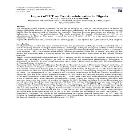 Impact of ict on tax administration in nigeria | PDF