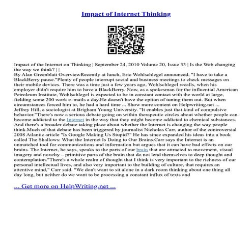 Impact Of Internet Thinking | PDF
