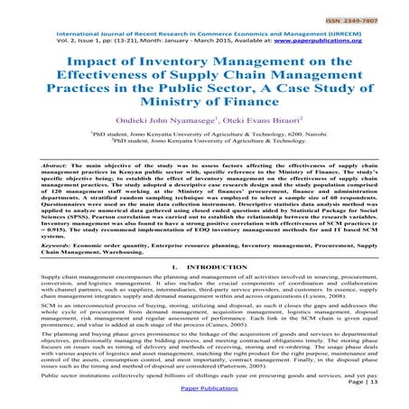 Impact of Inventory Management on the Effectiveness of Supply Chain ...