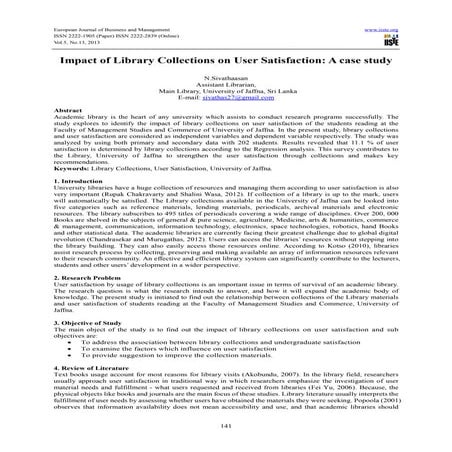 Impact of library collections on user satisfaction a case study | PDF