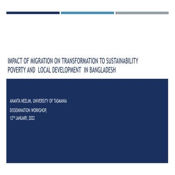 Impact of Migration on Transformation to Sustainability Poverty and ...