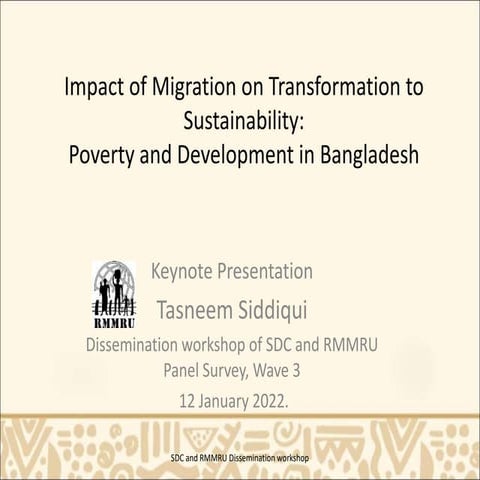 Impact of Migration on Transformation to Sustainability Poverty and ...