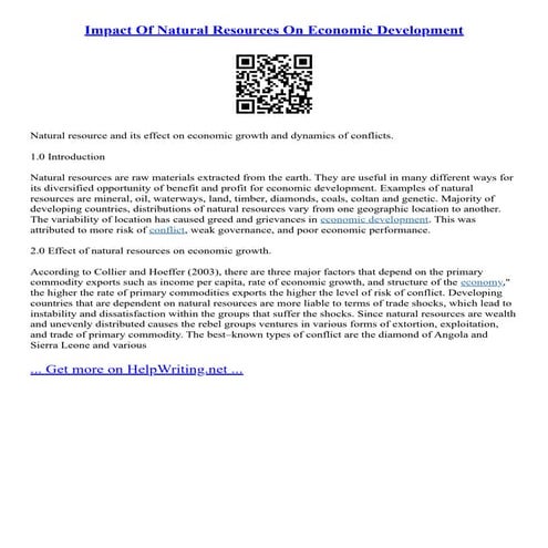 Impact Of Natural Resources On Economic Development | PDF