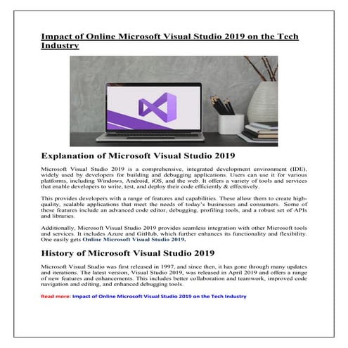 Impact of Online Microsoft Visual Studio 2019 on the Tech Industry.pdf