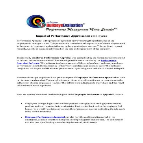 Impact of Performance Appraisal on employees | DOCX