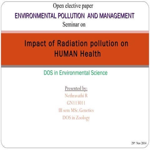 Effects Of Radioactive Pollution On Human Health