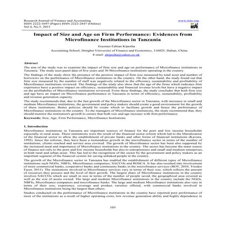 Impact of size and age on firm performance evidences from microfinance ...