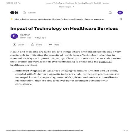 Impact of Technology on Healthcare Services.pdf | Technology Industry ...