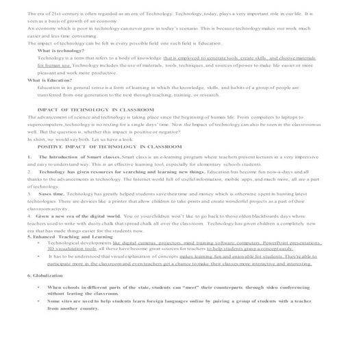 Impact of Technology on School | PDF