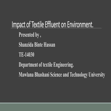 Impact of textile effluent on environment | PPTX