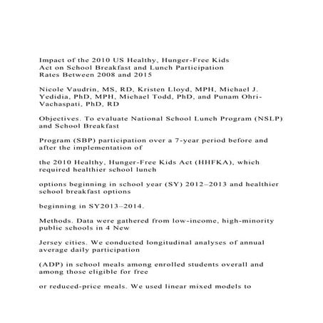 Impact of the 2010 US Healthy, Hunger-Free KidsAct on School.docx