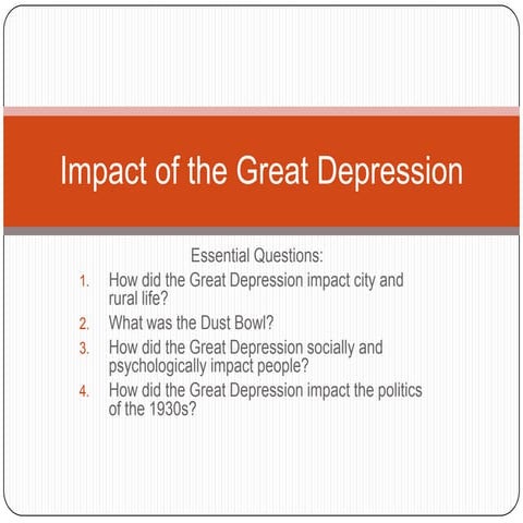 Impact Of The Great Depression | PPTX | Politics