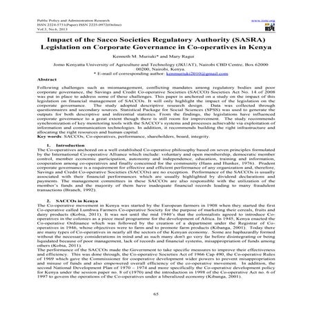 Impact of the sacco societies regulatory authority (sasra) | PDF