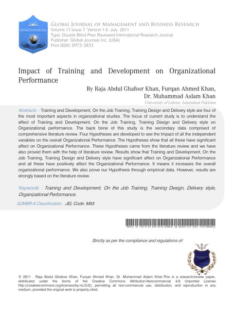 Impact of training and development on employee | PDF