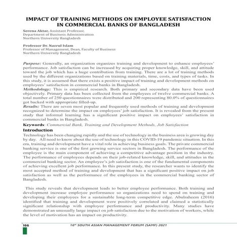 Impact of Training Methods on Employee Satisfaction in Commercial Banks ...