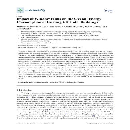Impact of window films on the overall energy consumption study | PDF