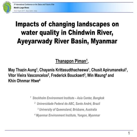 Impacts of changing landscapes on water quality in Chindwin River ...