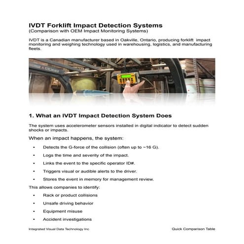 Comprehensive Comparison of Forklift Impact Detection Systems by IVDT ...